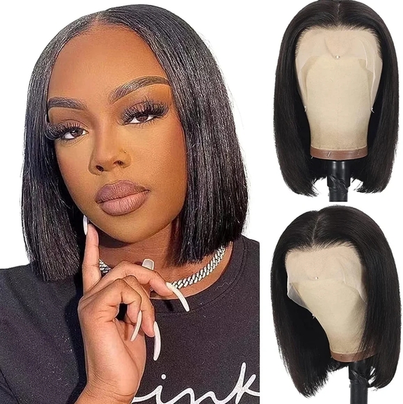 Gloge Store | Hair | 8 Inch Bob Wig Human Hair 3x4 Lace Front Wig For ...